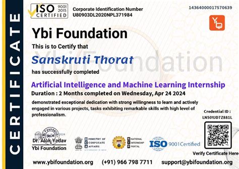Sanskruti Thorat On Linkedin Internshipexperience Artificialintelligence Machinelearning