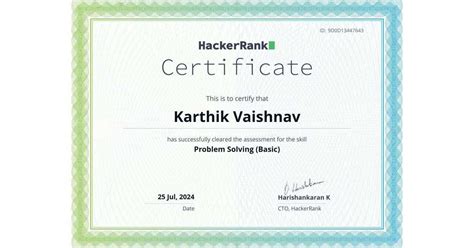 Karthik Vaishnav On Linkedin Hackerrank Skill Certificate