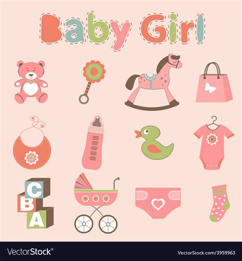 Bagirl Related Elements Collection Royalty Free Vector Image