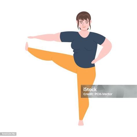 운동과 강한 만화 여자가 요가 연습 벡터 삽화를 하고 있다 다른 요가 자세 또는 스트레칭 필라테스 피트니스 격리를 하는 여성 캐릭터 건강한 생활방식에 대한 스톡 벡터 아트