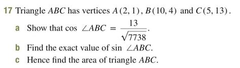 Solved 17 Triangle Abc Has Vertices A 2 1 B 10 4 And