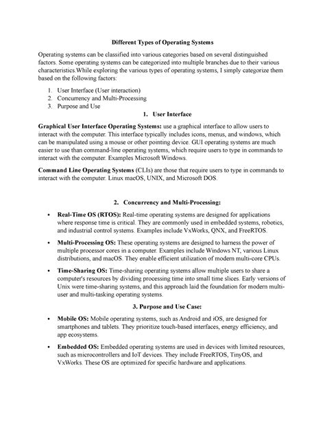 Different Types Of Operating Systems Different Types Of Operating