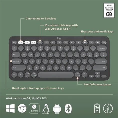 Logitech Pebble Keys 2 Slim Tkl Wireless Scissor Keyboard For Windows
