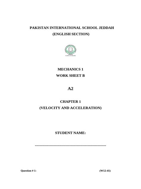 Kinematics Worksheet B 1 1 Pdf