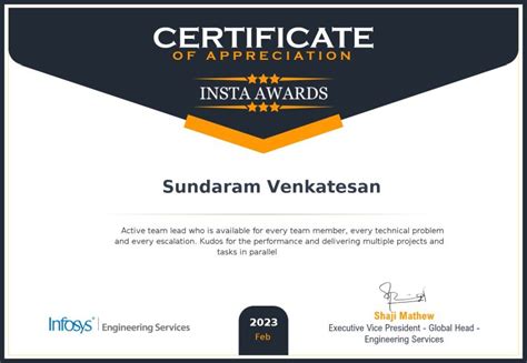 Sundaram Venkatesan On Linkedin Instaawards Engineering Opportunity