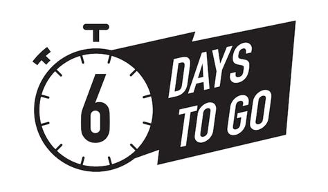Premium Vector 6 Days To Go Timer Symbol Black Color Flat Style