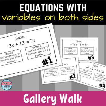 Solving Equations With Variables On Both Sides Activity TpT