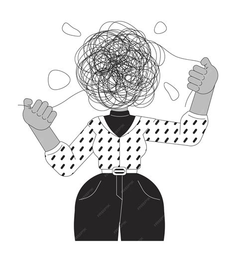Premium Vector | Mental health struggles black and white 2D illustration concept