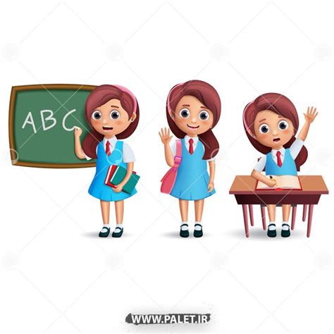 دانلود وکتور کاراکتر دانش آموز دختر