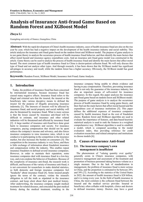 Pdf Analysis Of Insurance Anti Fraud Game Based On Random Forest And Xgboost Model