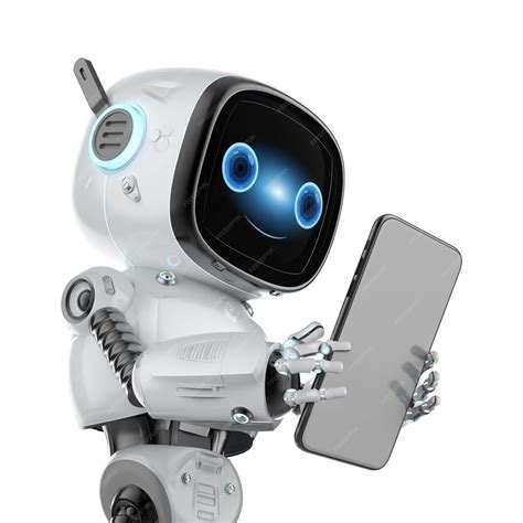 Premium Photo Small Robot Assistant Hand Hold Digital Tablet