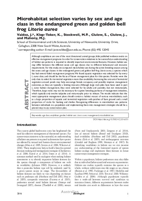 Pdf Microhabitat Selection Varies By Sex And Age Class In The