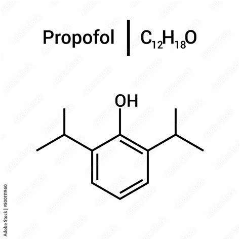 Chemical Structure Of Propofol C12h18o Stock Vector Adobe Stock