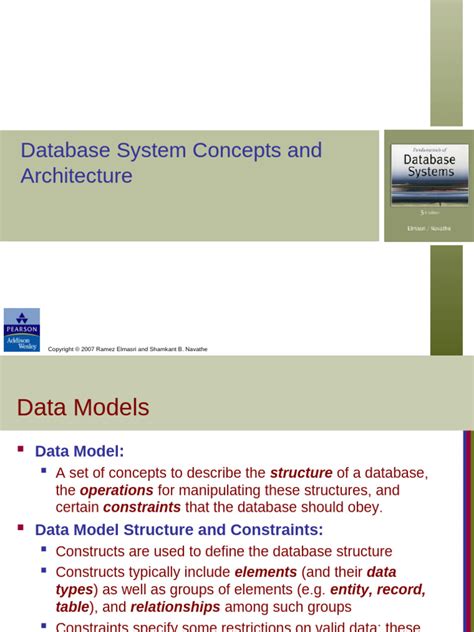 2 - Database System Concepts and Architecture | PDF | Data Model | Databases