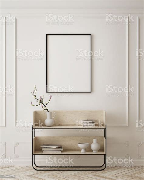 모던 한 인테리어 배경 스칸디나비아 스타일 3d 렌더링에서 포스터 프레임을 모의 0명에 대한 스톡 사진 및 기타 이미지 0명