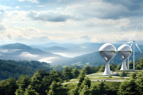 futuristic environmentally friendly power plant of the future stock