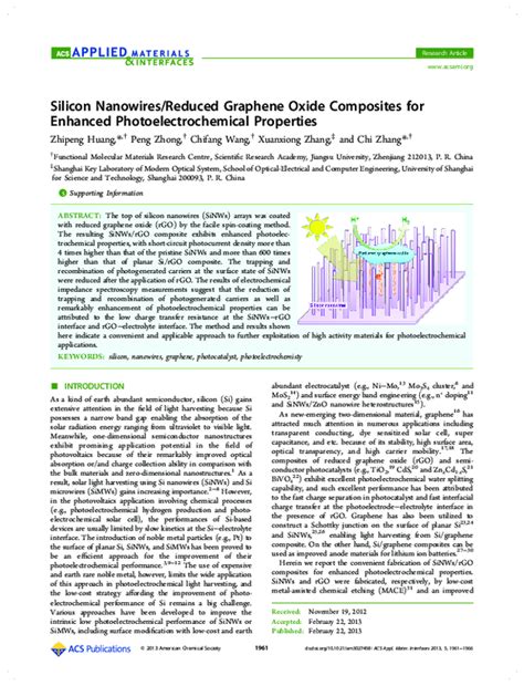 Pdf Silicon Nanowiresreduced Graphene Oxide Composites For Enhanced