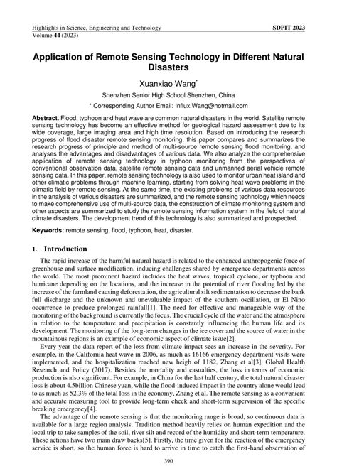 Pdf Application Of Remote Sensing Technology In Different Natural Disasters