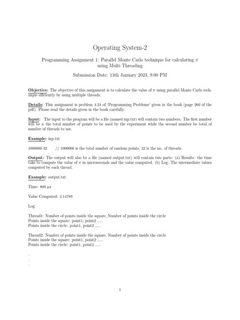 Os2asgn Monte Carlo Pdf Computer Science Computing