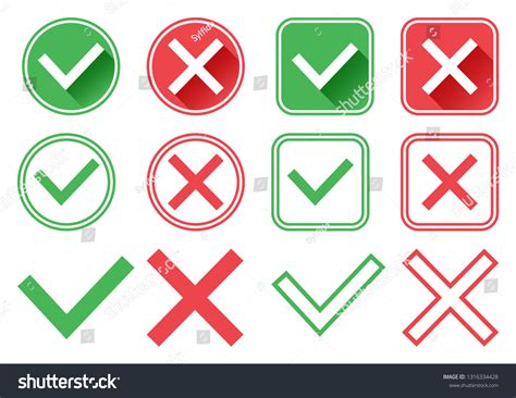 Green Red Buttons Green Check Mark Stock Vector Royalty Free Shutterstock