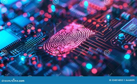Fingerprint On Virtual Electronic Circuit Board Scanner Identification Biometric Technology