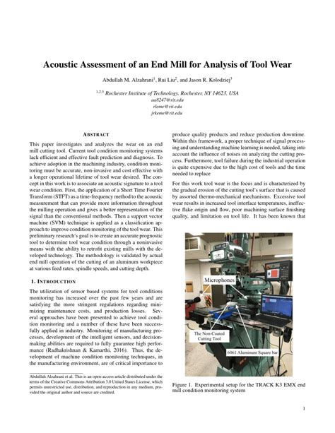 Pdf Acoustic Assessment Of An End Mill For Analysis Of Tool Wear