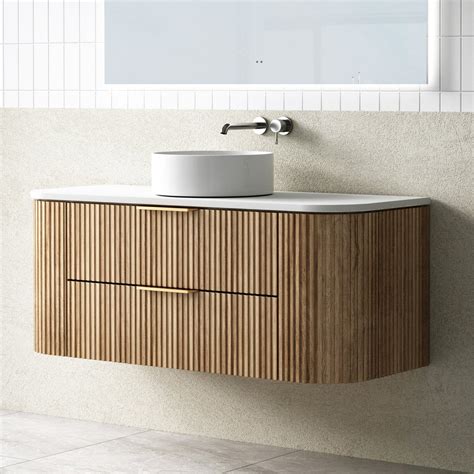 1200mm Curved Fluted Wall Hung Vanity Timber Hadley Arova Bathrooms