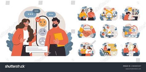 Inclusion Work Set Professionals Collaborate On Stock Vector Royalty