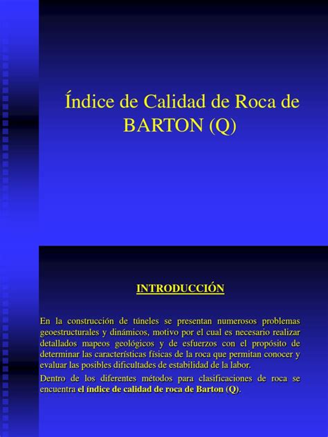 Índice De Calidad De Roca Barton Q Pdf Arcilla Roca Geología