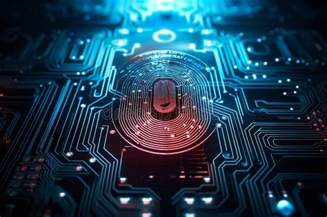 Fingerprint Integrated In A Printed Circuit Releasing Binary Codes Biometric Security Stock