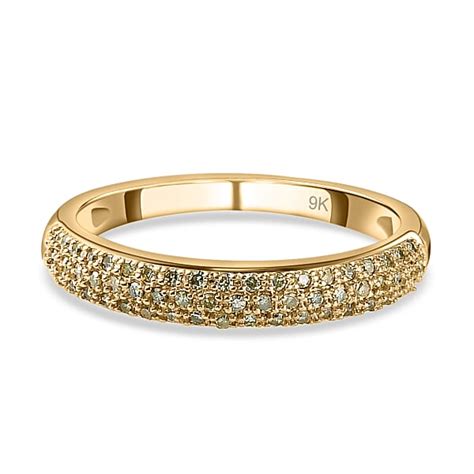 9k Yellow Gold Sgl Certified Natural Yellow Diamond Wedding Band Ring
