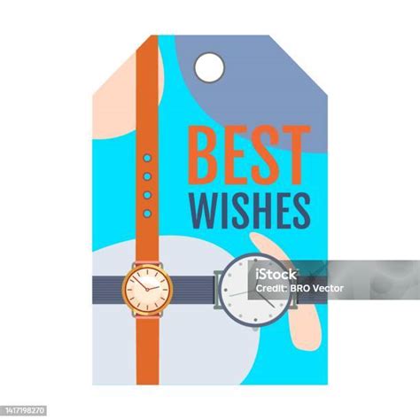 시계 가게 디자인 손목시계는 동기 부여 텍스트 샘플이 있는 벡터 일러스트레이션입니다 시계 매장 라벨 소매 전단지 인사말 또는 파티 초대 카드에 대한 템플릿 디자인에 대한