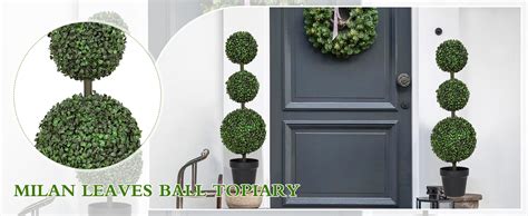 Luyue 3ft Artificial Topiaries 2 Pack Boxwood Ball Tree
