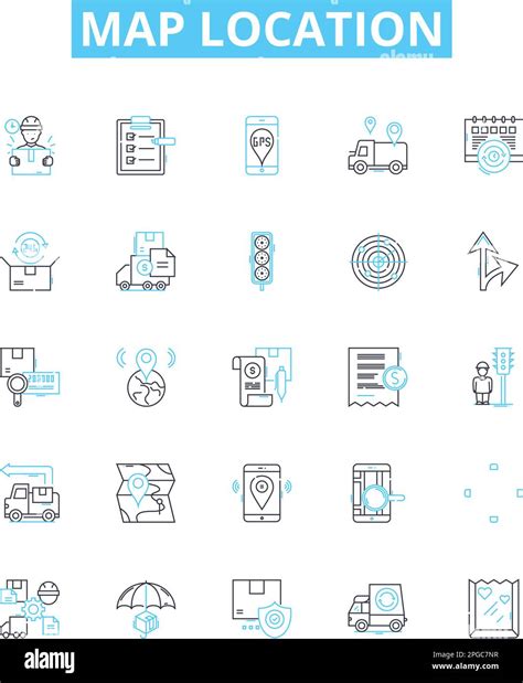 Map Location Vector Line Icons Set Map Location Coordinates