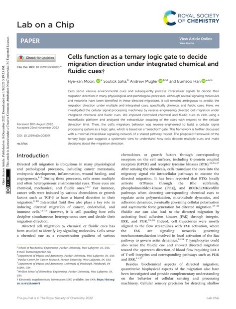 PDF Cells Function As A Ternary Logic Gate To Decide Migration Direction Under Integrated