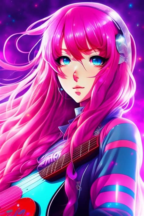 Anime Girl With Pink Hair And Blue Eyes