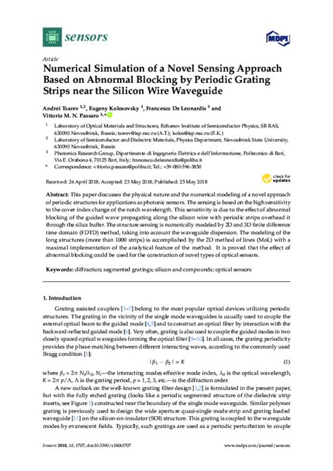 Pdf Numerical Simulation Of A Novel Sensing Approach Based On Abnormal Blocking By Periodic
