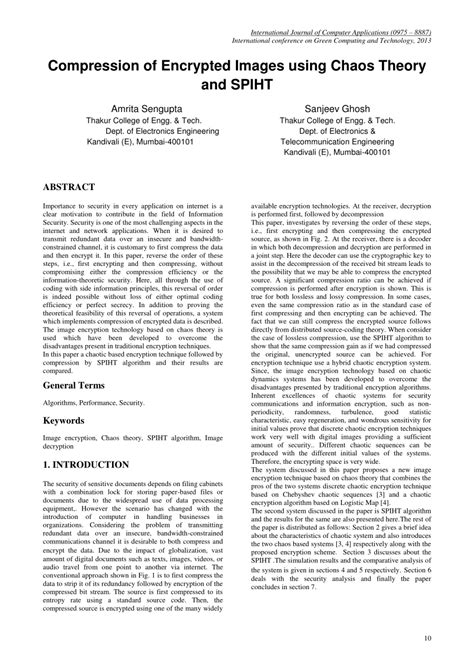 Pdf Compression Of Encrypted Images Using Chaos Theory And Spiht