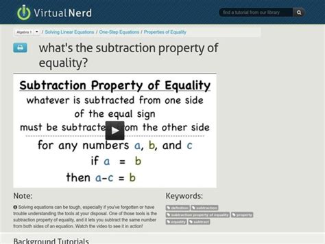 Whats The Subtraction Property Of Equality Instructional Video For 7th 9th Grade Lesson Planet