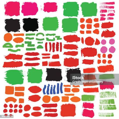 큰 브러쉬 잉크 디자인 요소 집합입니다 손그린 수채화 그런 지 선 개별 개체 프로젝트에 대 한 추상 수채화 디자인 요소입니다 벡터 일러스트 레이 션 개체 그룹에 대한 스톡