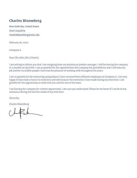 Unique Resignation Letter Template 2 Months Notice