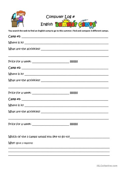 Computer Log English Esl Worksheets Pdf And Doc