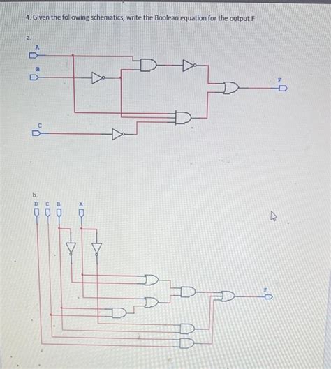 Solved Given The Following Schematics Write The Boolean Equation