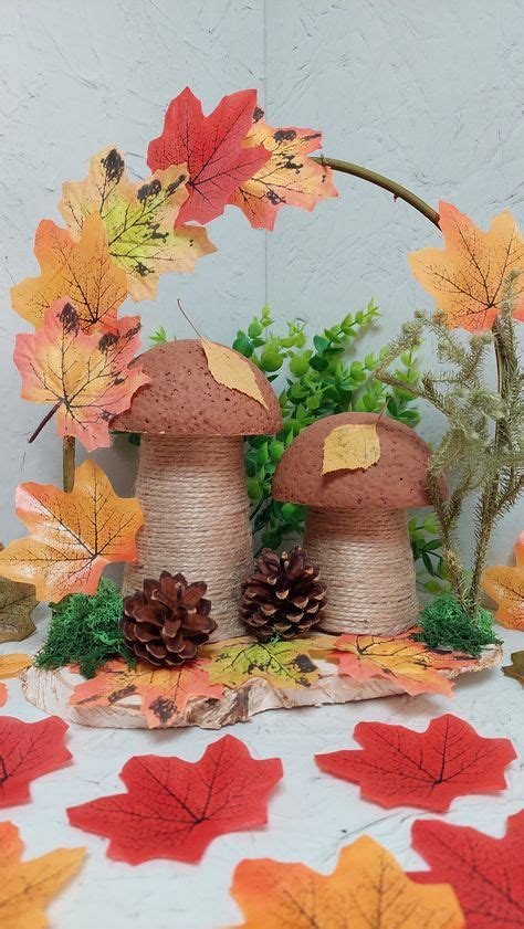 ОСЕННИЕ ПОДЕЛКИ из ПРИРОДНОГО МАТЕРИАЛА Осенняя композиция ГРИБОЧКИ Поделки своими руками Diy