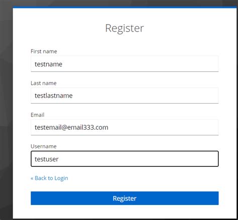 keycloak user registration in ui gives me a invalid username or