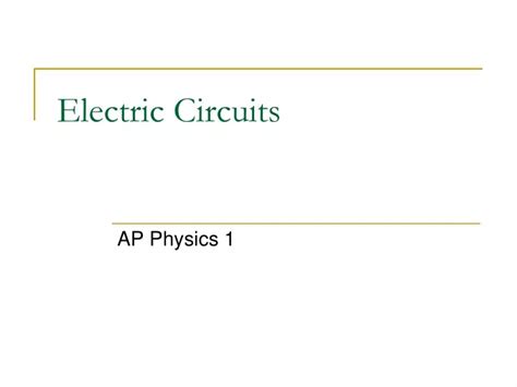 PPT Electric Circuits Basics And Principles PowerPoint Presentation ID