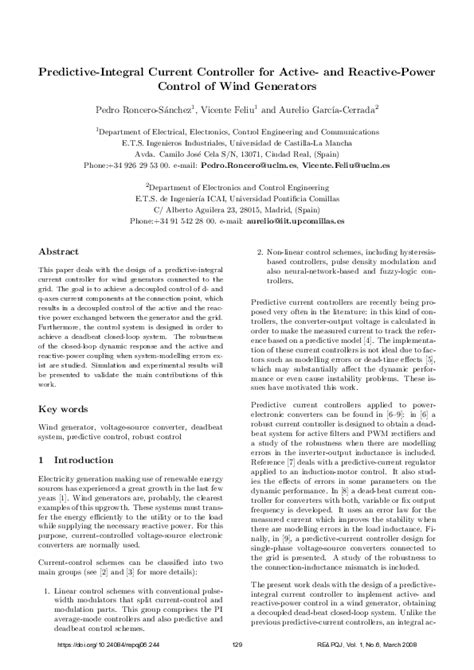 Pdf Predictive Integral Current Controller For Active And Reactive