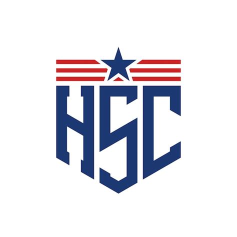 Premium Vector Patriotic Hsc Logo With Star And American Flag Straps Letter Hsc Logo With Usa Flag