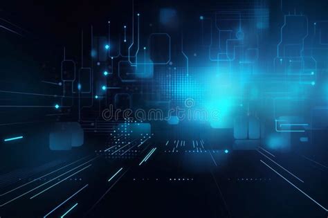 Abstract Technology Background With Circuit Board And Lights Generative Ai Stock Illustration
