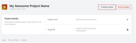 how do i transfer my project to a different unity organization unity
